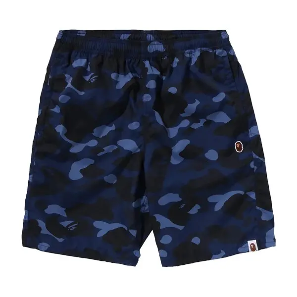 A Bathing Ape Color Camo Ape Head Beach Shorts - Blue | Editorialist