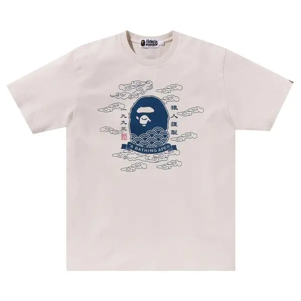 A BATHING APE 31st Anniv. Ape Head Tee 'ivory - Cream