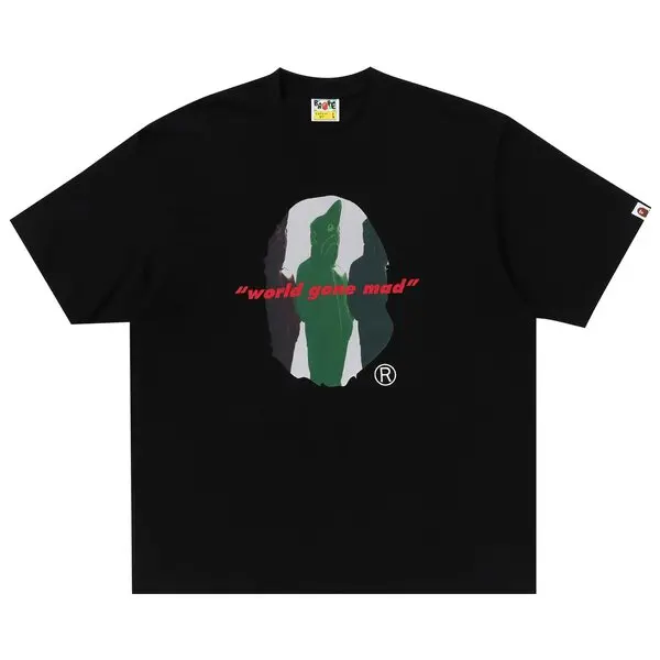 A BATHING APE Shark Seijin Ape Head Relaxed Fit Tee - Black