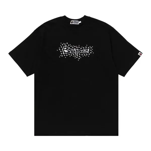 A BATHING APE Studs Logo Relaxed Fit Tee - Black