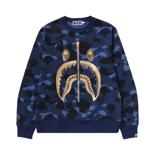 A BATHING APE Color Camo Shark Crewneck - Blue