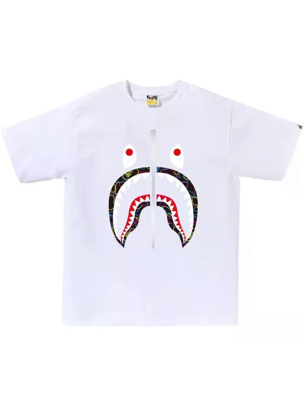 A BATHING APE Shark-print T-shirt - White