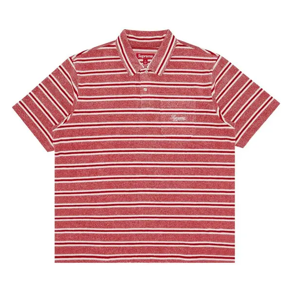 Supreme Stripe Terry Short-sleeve Polo - Red