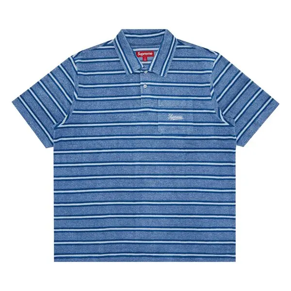 Supreme Stripe Terry Short-sleeve Polo 'royal - Blue