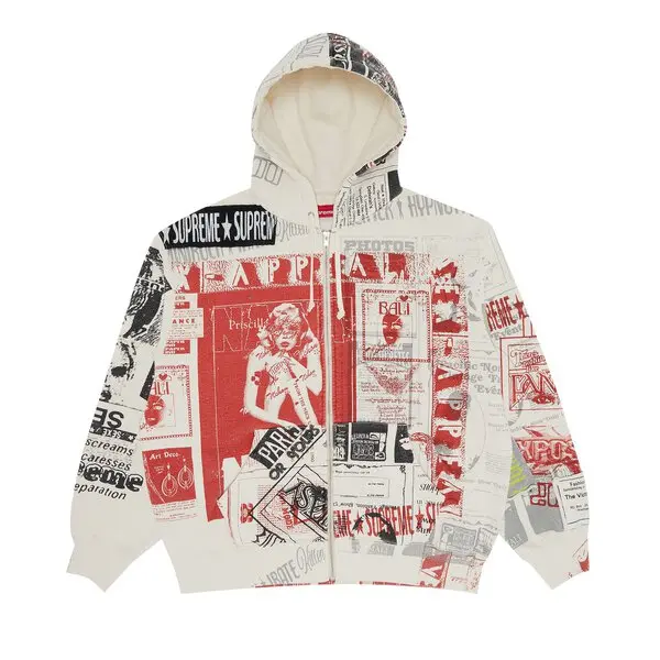 Supreme Collage Zip Up Hooded Sweatshirt - White