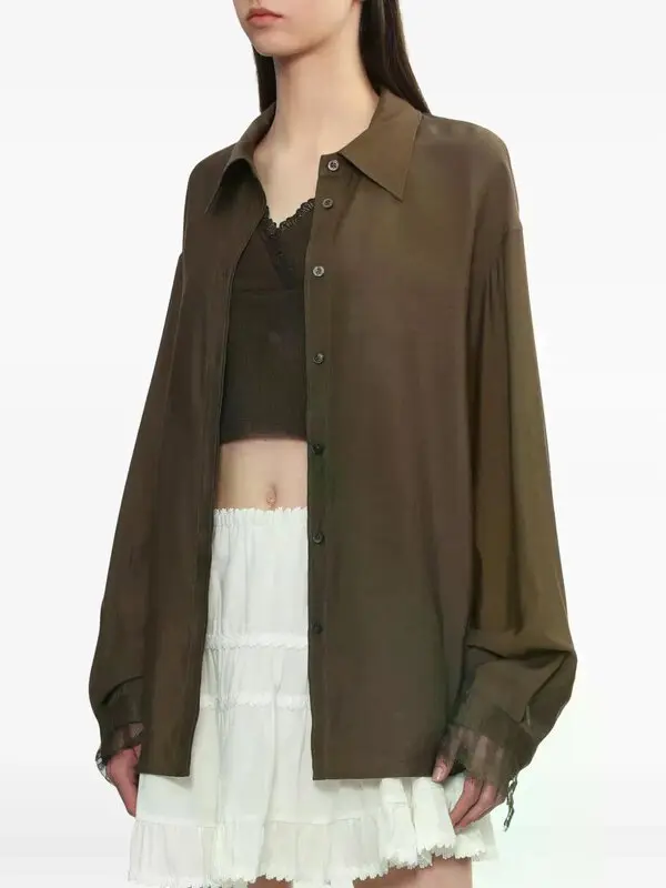 TOUT A COUP Lace-cuffs Shirt - Brown