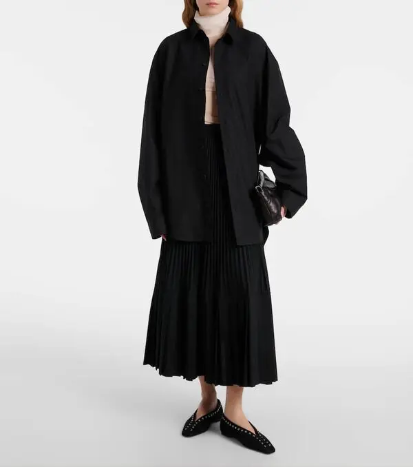 Junya Watanabe Plisse Wool-blend Maxi Skirt