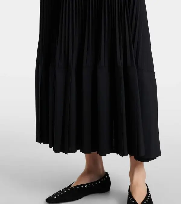 Junya Watanabe Plisse Wool-blend Maxi Skirt
