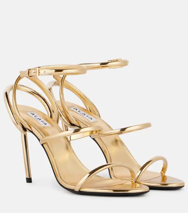 Alaïa Strappy Metallic Leather Sandals - Gold