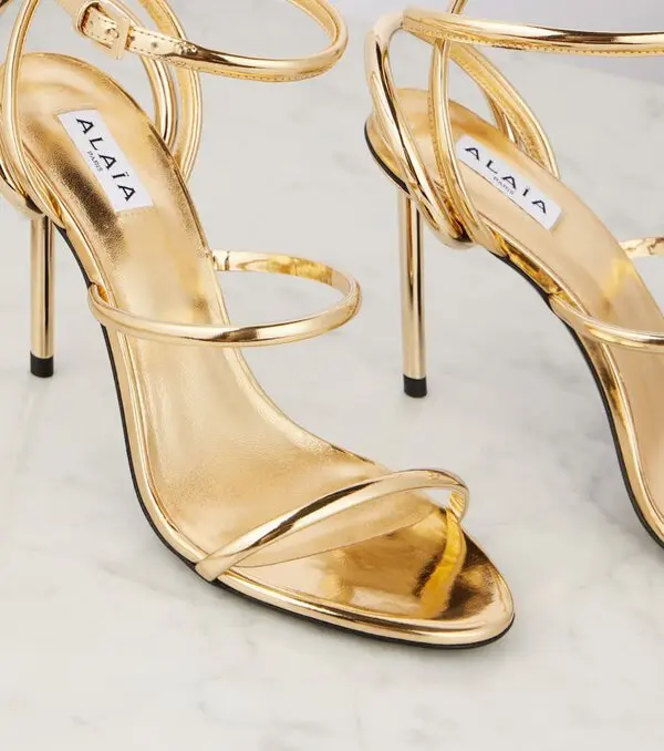 Alaïa Strappy Metallic Leather Sandals