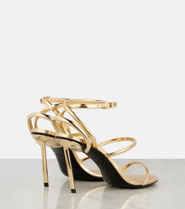 Alaïa Strappy Metallic Leather Sandals