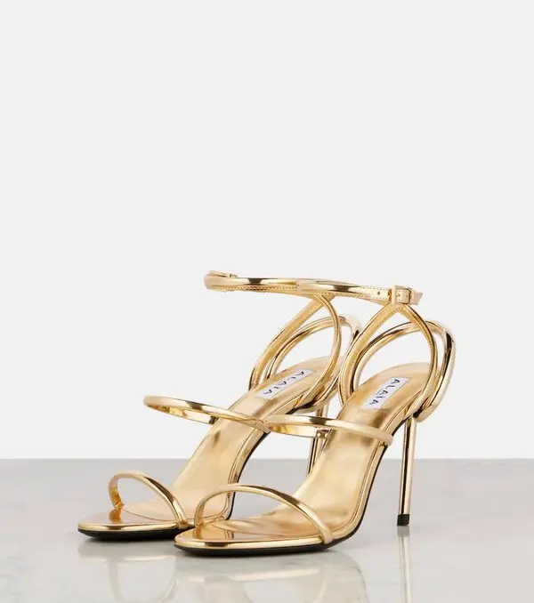 Alaïa Strappy Metallic Leather Sandals