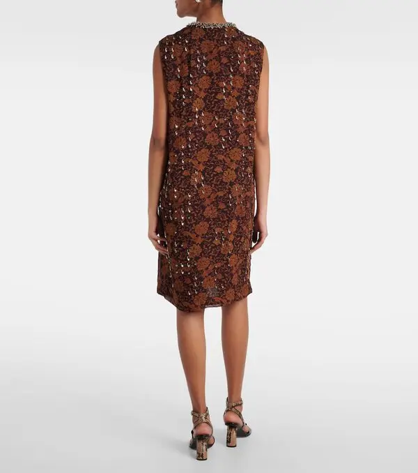 Dries Van Noten Floral Embellished Georgette Midi Dress