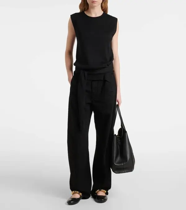 TOD'S Embellished Leather Mary Jane Flats - Black