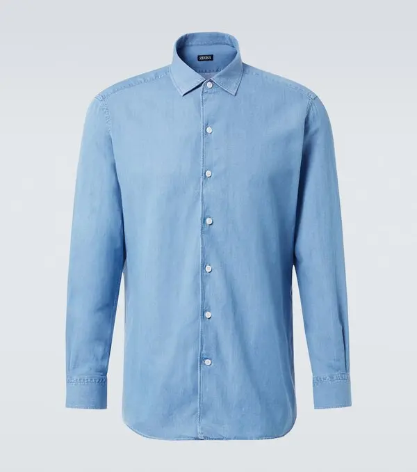 Zegna Cotton And Linen Denim Shirt