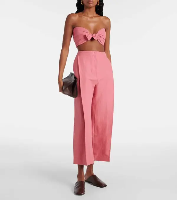 Tove Santu Linen And Cotton-blend Culottes - Pink