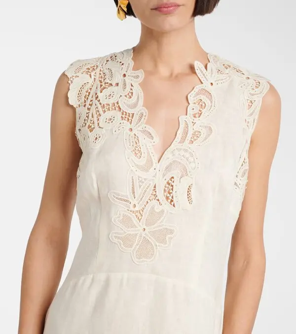 Ulla Johnson Olivette Lace-trimmed Linen Maxi Dress - White