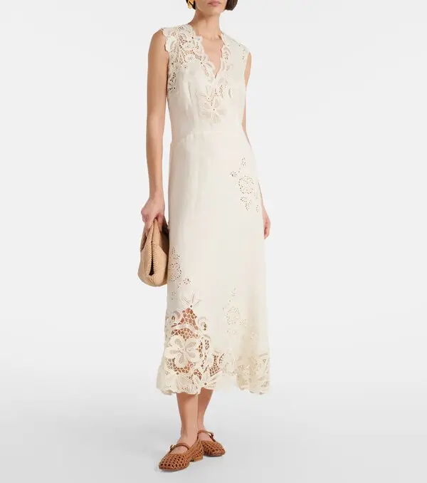Ulla Johnson Olivette Lace-trimmed Linen Maxi Dress - White