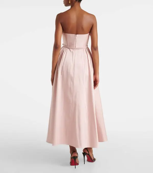Roland Mouret Strapless Ruffled Midi Dress - Beige