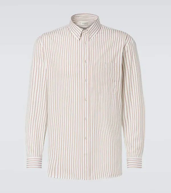 Saint Laurent Cassandre Striped Cotton Poplin Shirt