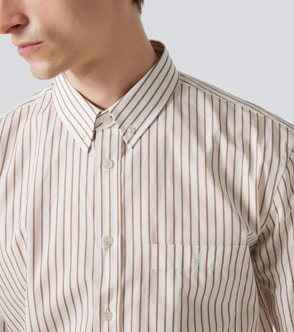 Saint Laurent Cassandre Striped Cotton Poplin Shirt