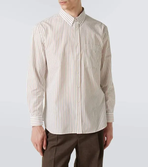Saint Laurent Cassandre Striped Cotton Poplin Shirt