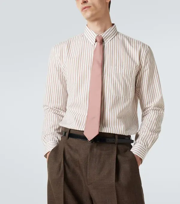 Saint Laurent Cassandre Striped Cotton Poplin Shirt