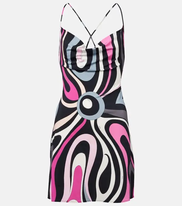 Emilio Pucci Marmo Satin Slip Dress - Black