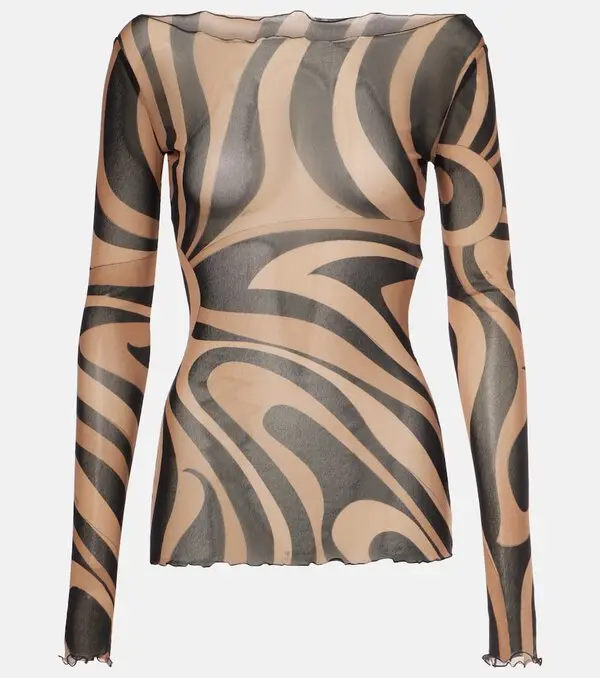 Emilio Pucci Marmo Semi-sheer Tulle Top - Pink