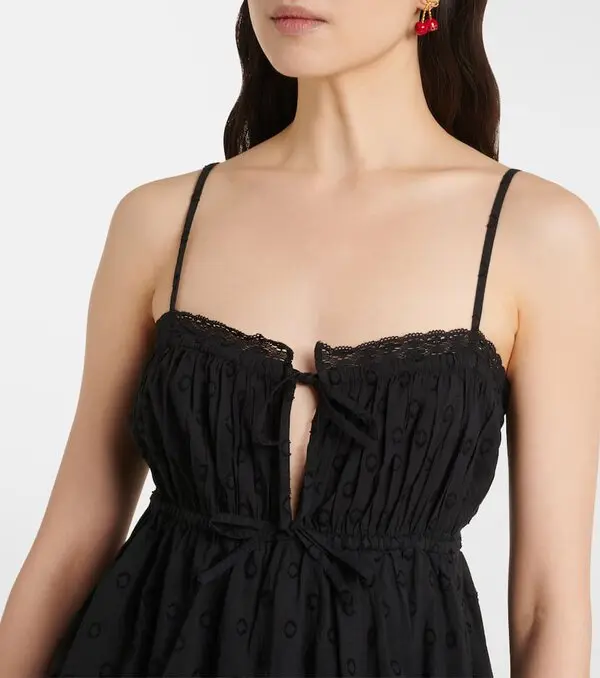 Ulla Johnson Quinn Lace-trimmed Cotton Top - Black