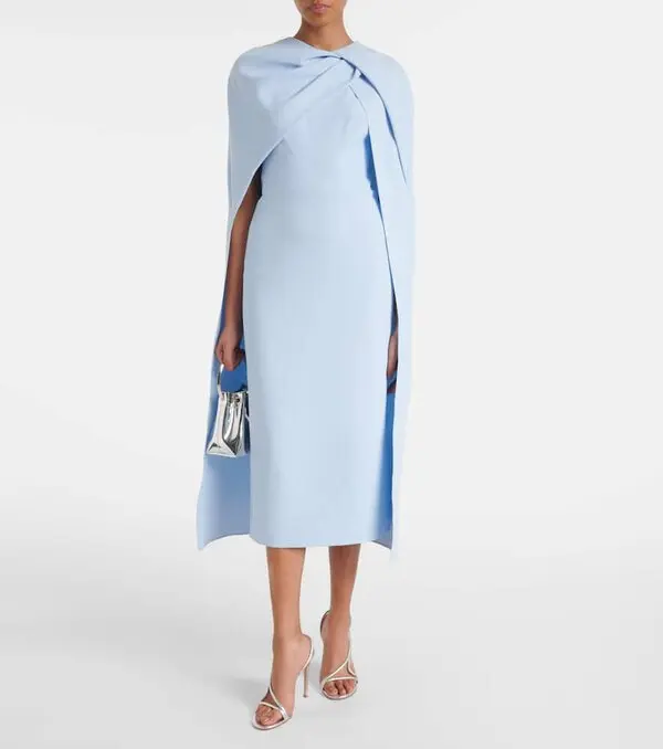 Safiyaa Oria Caped Crepe Cocktail Dress