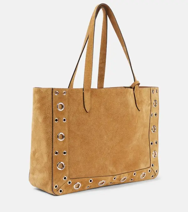 Valentino Garavani Nellcôte Medium Studded Suede Shopper - Beige