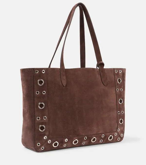 Valentino Garavani Nellcôte Studded Suede Shopper - Brown