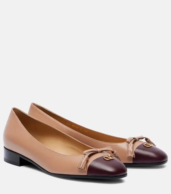 Valentino Garavani Valet Du Roi Leather Ballet Flats - Pink