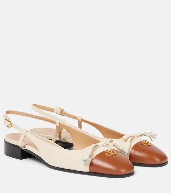 Valentino Garavani Valet Du Roi Leather Ballet Flats - White