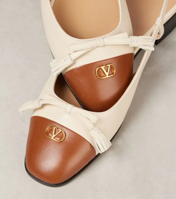 Valentino Garavani Valet Du Roi Leather Ballet Flats - White