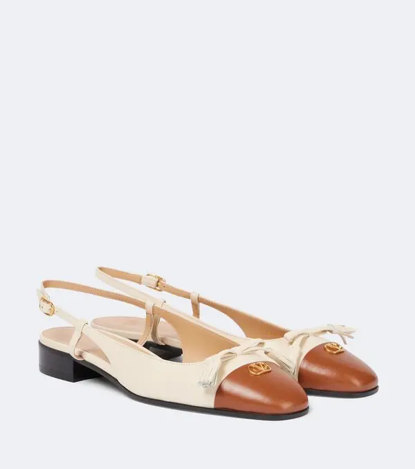 Valentino Garavani Valet Du Roi Leather Ballet Flats - Ivory