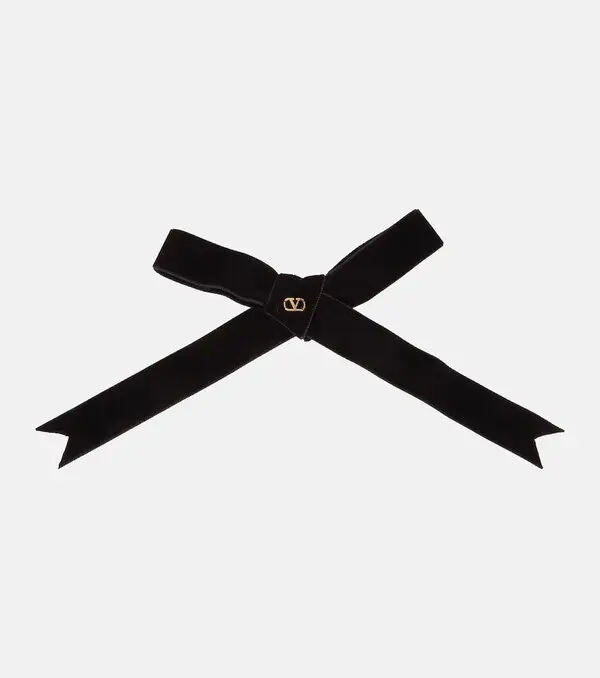 Valentino Garavani Vlogo Velvet Hair Clip - Black