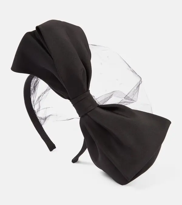 Valentino Garavani Bow-detail Embellished Headband - Black