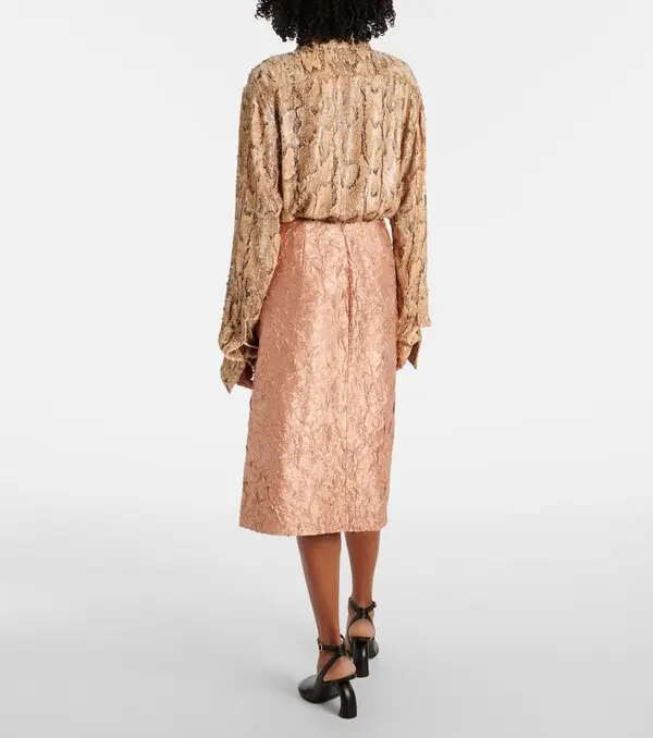 Dries Van Noten Lamé Midi Skirt