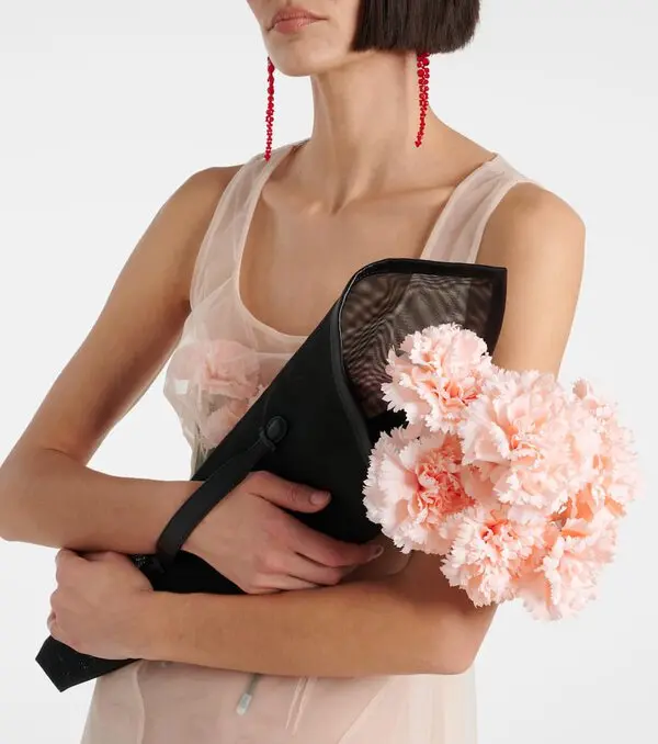 Simone Rocha Stuffed Carnation Bouquet Xl Clutch - Black