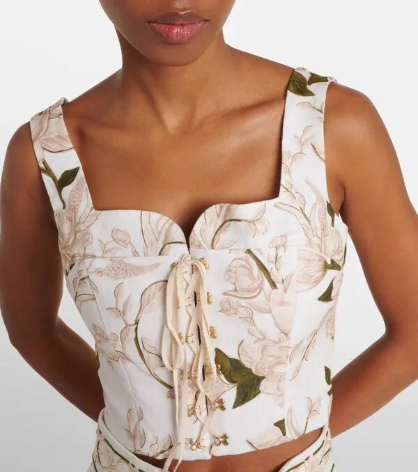 Agua Bendita Reserva Gardenia Floral Linen Crop Top