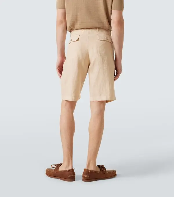 Fedeli Linen Bermuda Shorts - Beige