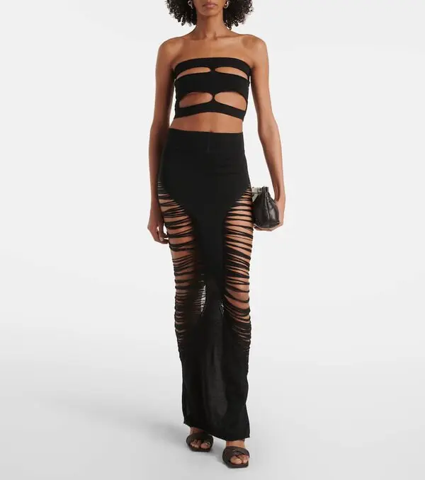 Rick Owens Cutout Strapless Wool Top - Black