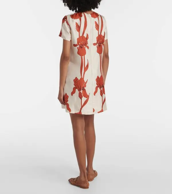 La DoubleJ Floral Silk Minidress - White