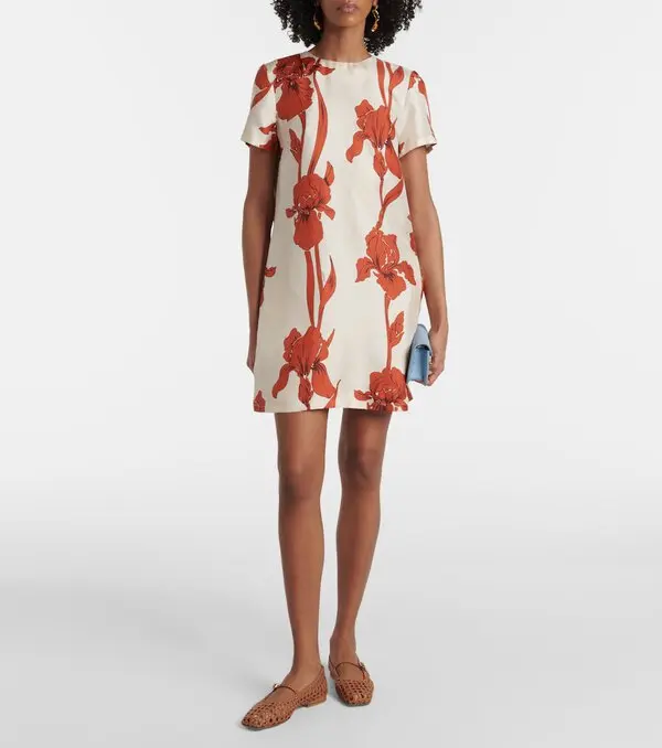 La DoubleJ Floral Silk Minidress - White