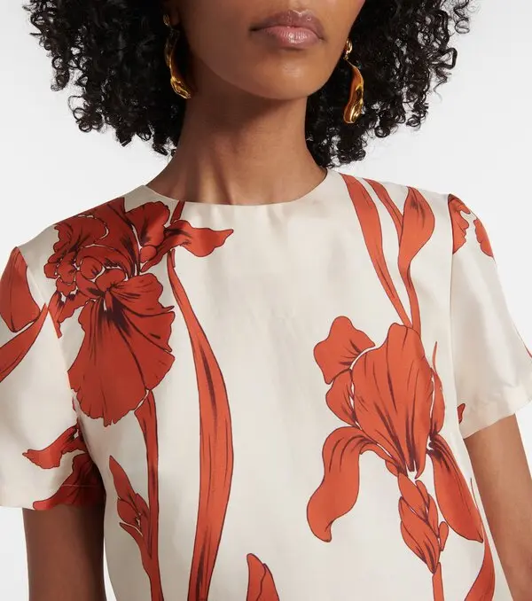 La DoubleJ Floral Silk Minidress - White