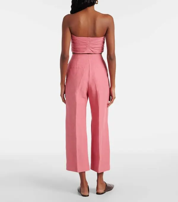 Tove Santu Linen And Cotton-blend Culottes - Pink