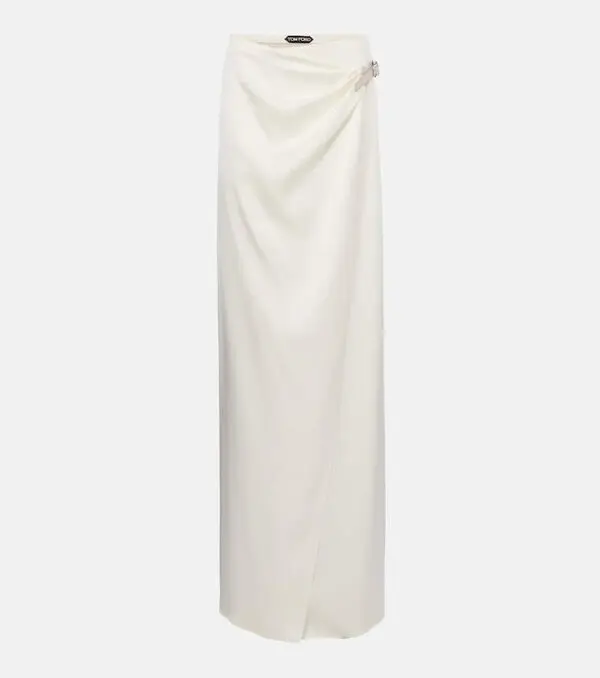 TOM FORD Silk Satin Wrap Skirt - White