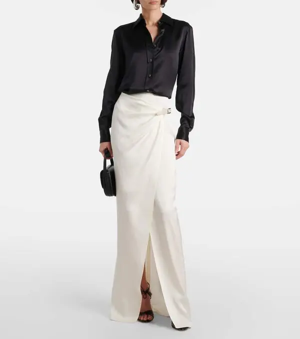 TOM FORD Silk Satin Wrap Skirt - White